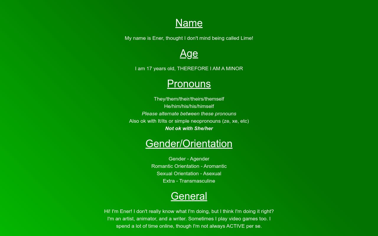 LimeDiamond About Me!